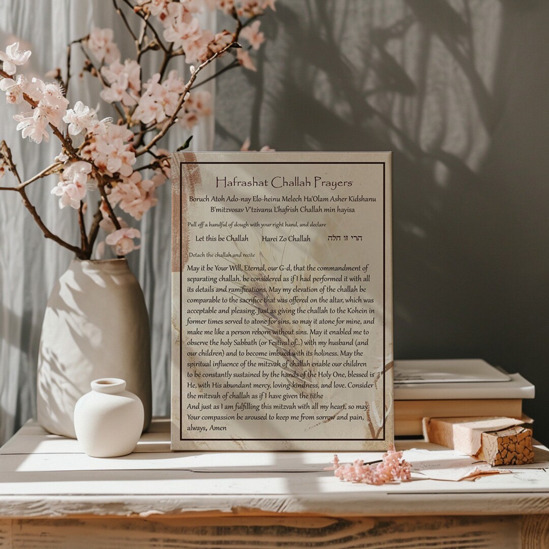 Hafrashat Challah English Printable Blessing Card Jewish Separation of ...