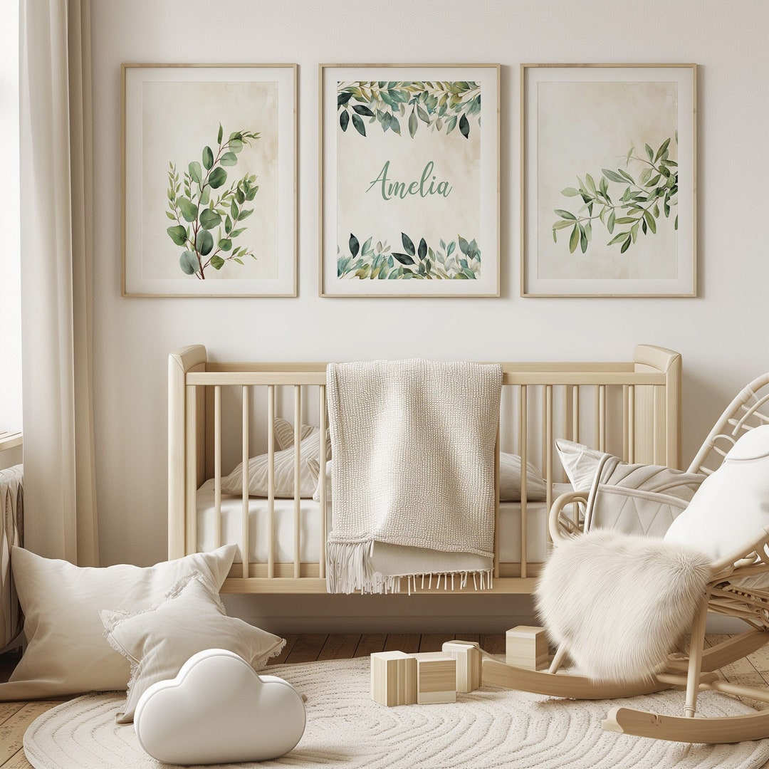 Custom Girl Name Wall Art DIGITAL DOWNLOAD Boho Girl Nursery Set ...