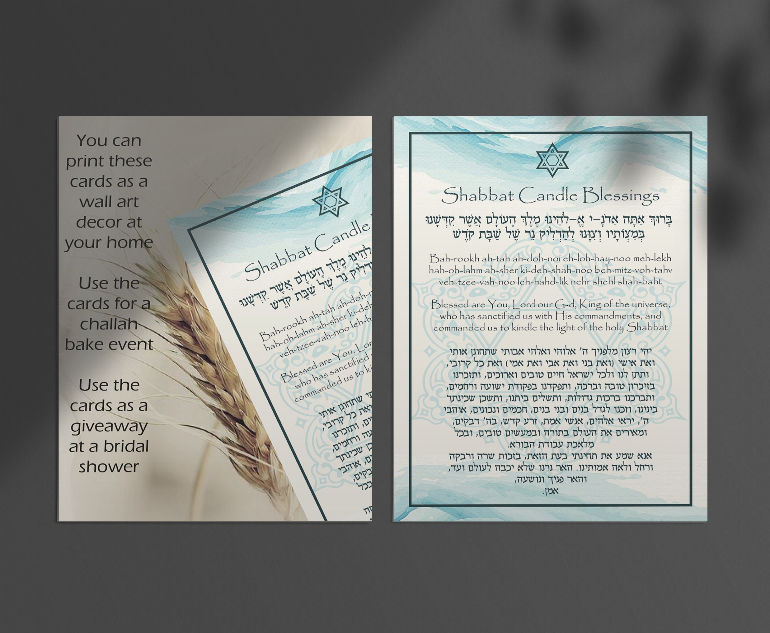 Jewish Shabbat Candle Lighting Blessing English&hebrew - Etsy