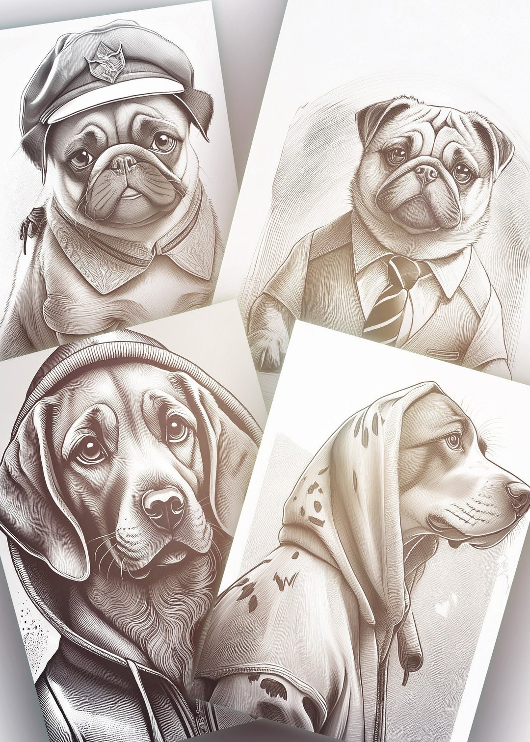 120+pages!! Dog in Clothes Coloring PRINTABLE Pages Dog in Suit ...