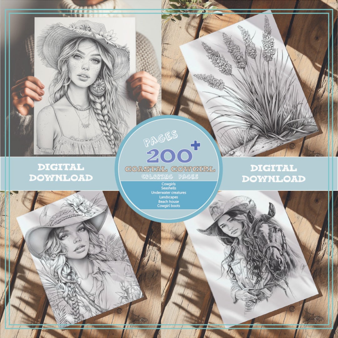 Coloring Pages Coastal Cowgirl DIGITAL DOWNLOAD Coloring Book Western ...