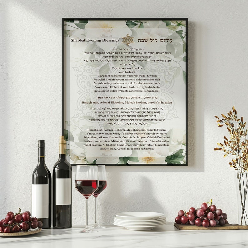 Kiddush Blessing Card PRINTABLE Jewish Shabbat Dinner Prayer Card ...