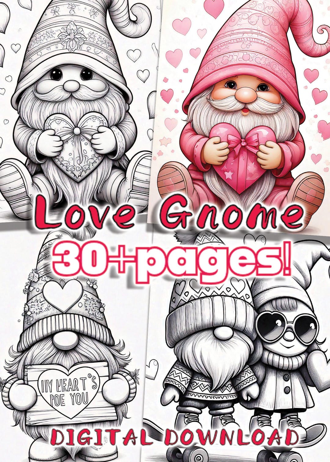 Love Gnomes Coloring Pages 30+ Cute Valentine Gnomes Coloring Activity ...