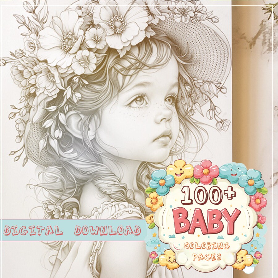 Babies Coloring Pages DIGITAL DOWNLOAD Coloring Book Realistic Baby ...