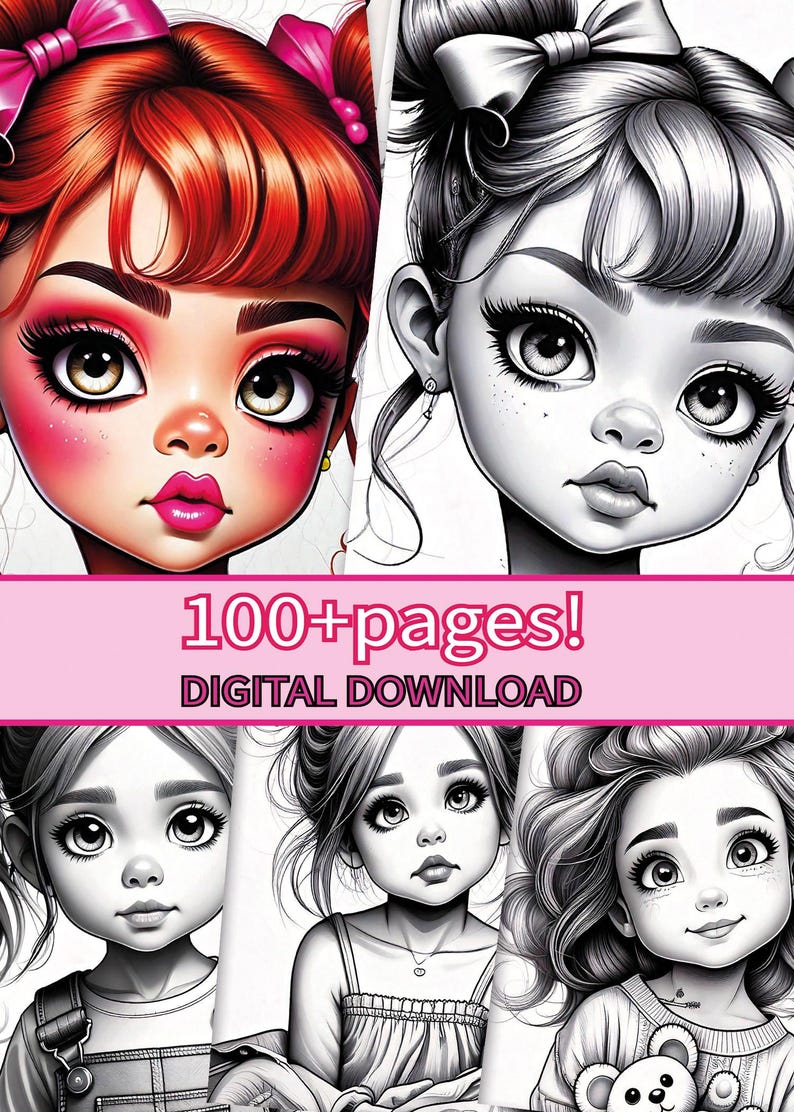 100+pages!! Coloring Party DIGITAL DOWNLOAD Funny Girls Printable Cute ...