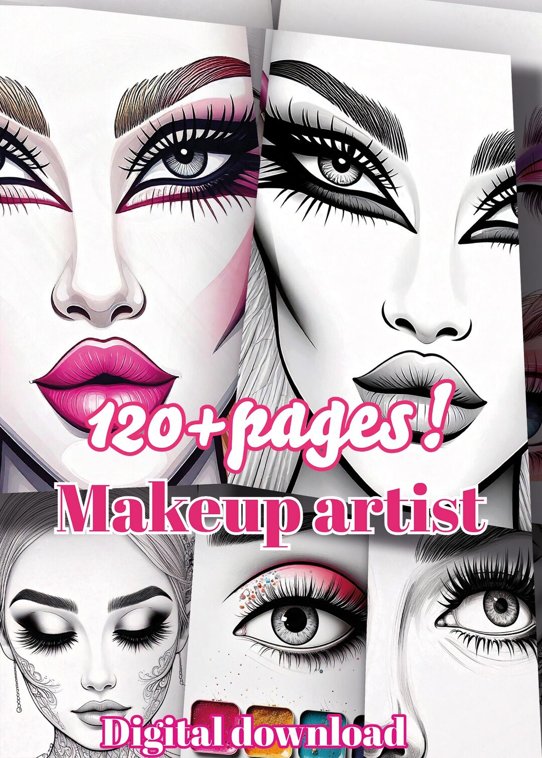 Makeup Artist Coloring Pages: 120+ Faces & Tools (digital Download) - Etsy