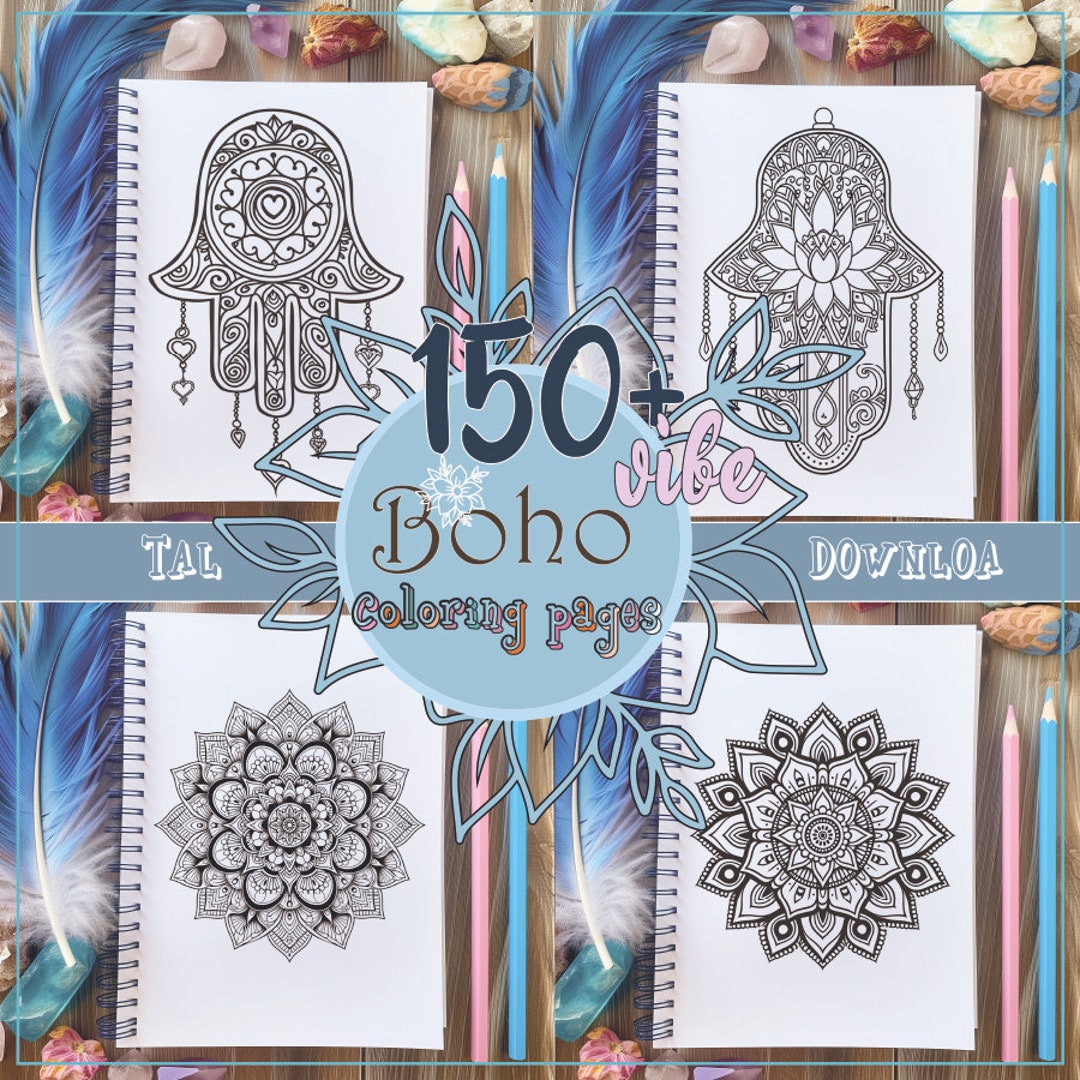 Boho Prints Coloring Pages DIGITAL DOWNLOAD Bundle Coloring Book ...