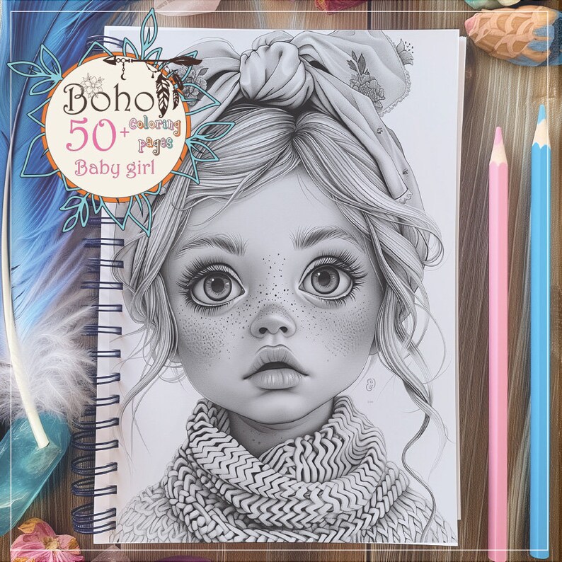 Coloring Pages DIGITAL DOWNLOAD Boho PRINTABLE Bohemian Girls Coloring Book for Adults ...