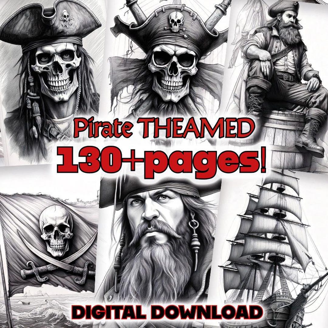 130+pages!! Coloring Party DIGITAL DOWNLOAD Pirate Theame Printable ...