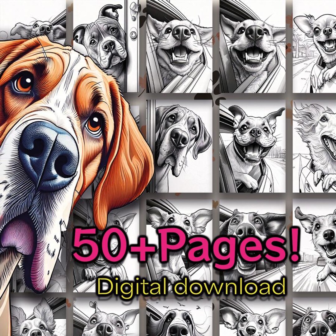 50+pages!! Fun Creative Dog Coloring Activity Book for Kids & Adults ...
