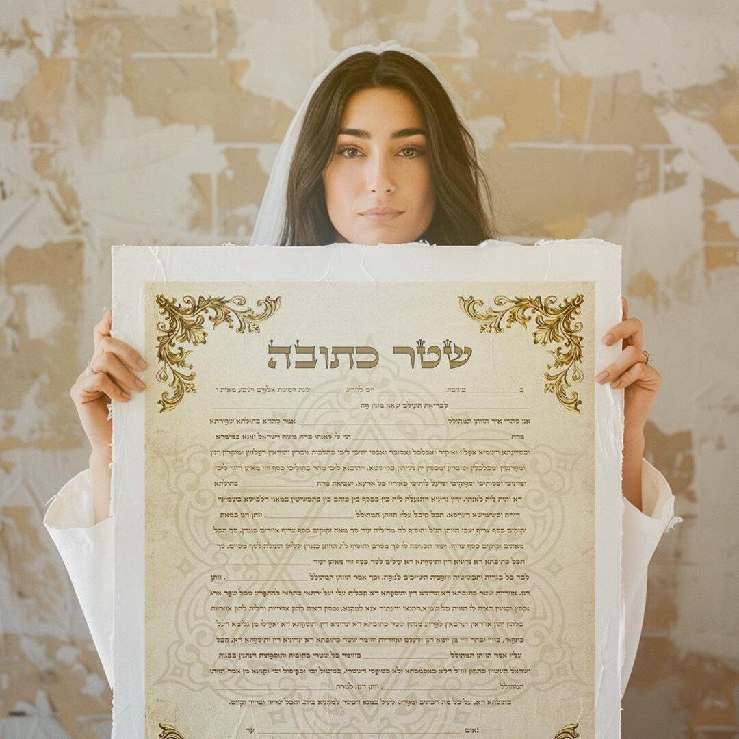 Ketubah PRINTABLE Jewish Orthodox Aramaic Gold Ketubah Hebrew ...