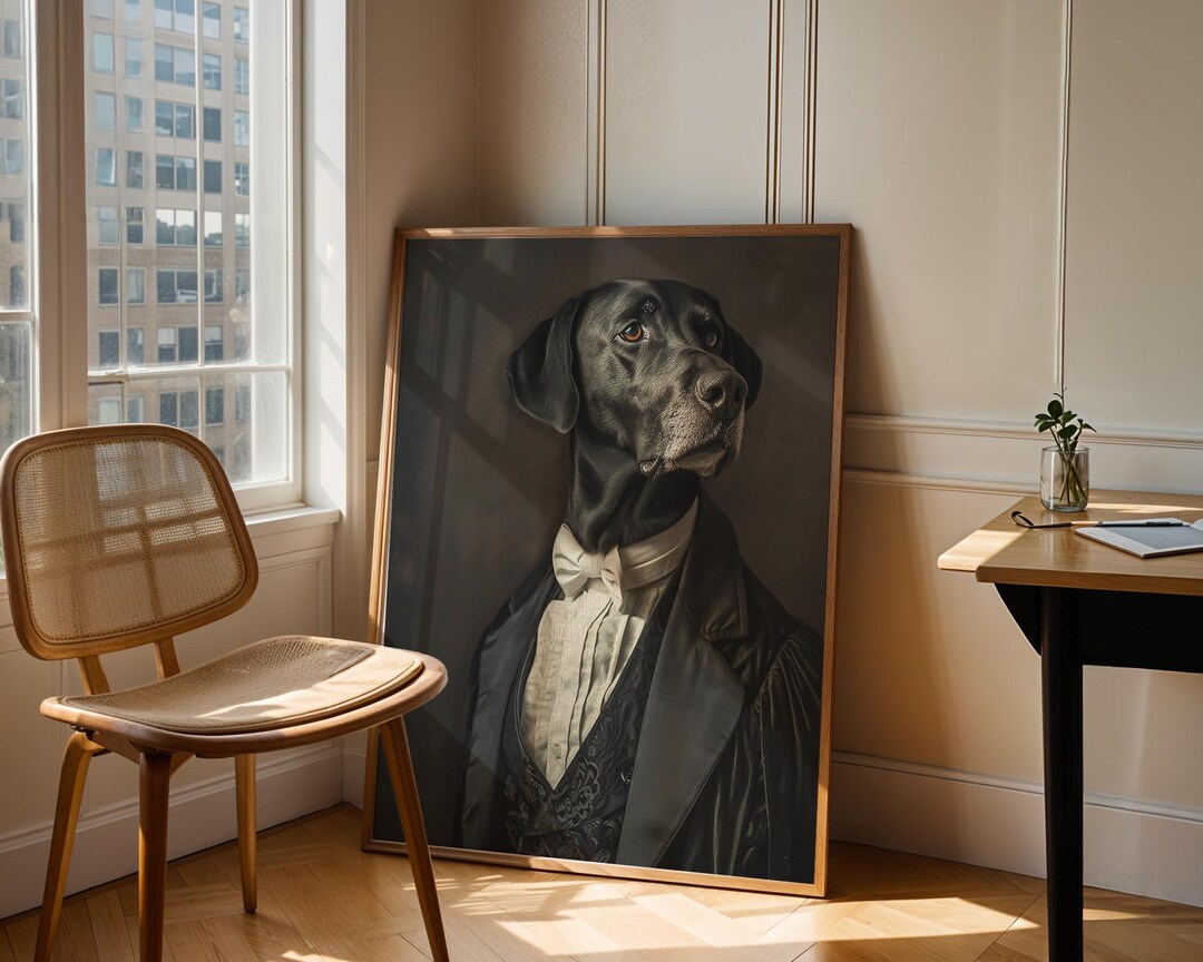 Dog in Tuxedo Print DIGITAL DOWNLOAD Wall Art Black Labrador Painting ...