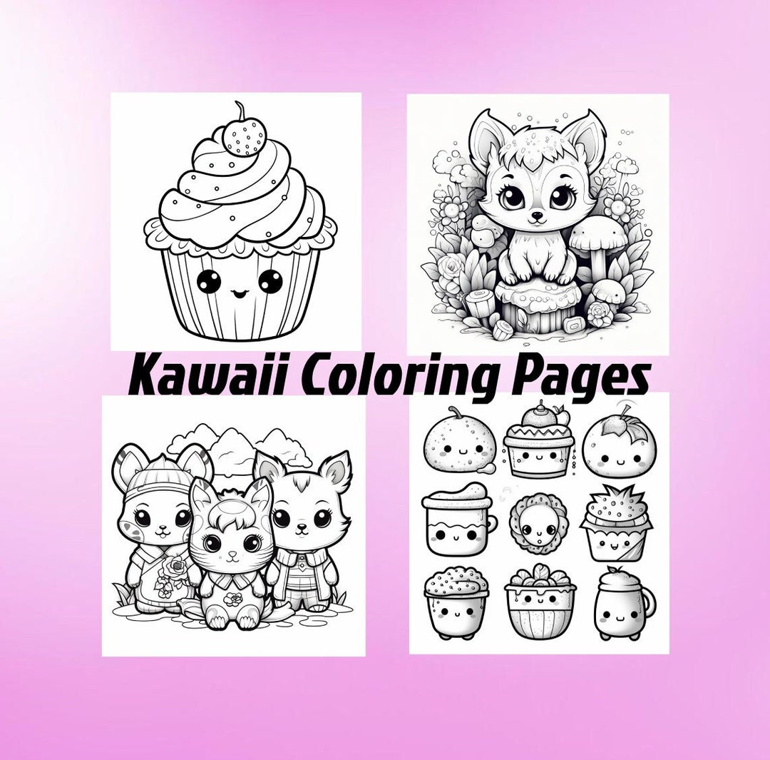 41 Kawaii Food & Animals Coloring Pages Printable Coloring - Etsy