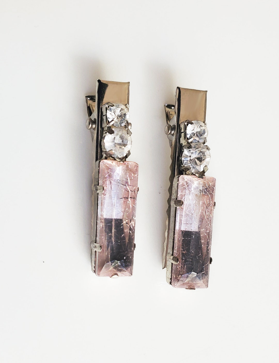 Pink Rhinestone Hair Clip Rutilated Faux Rose Quartz & - Etsy