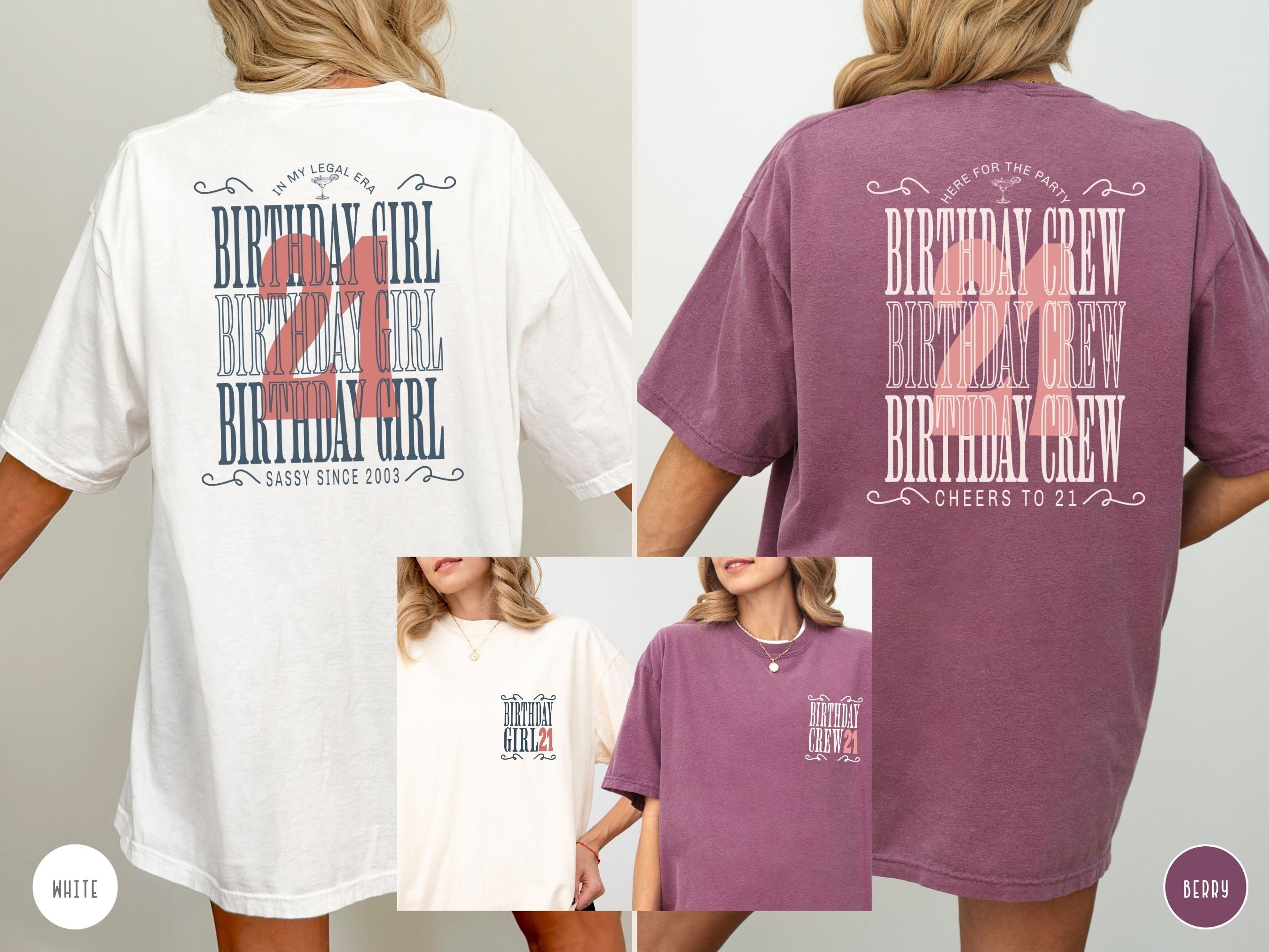 Personalized 21st Birthday T-shirt for Group Custom B-day Matching ...