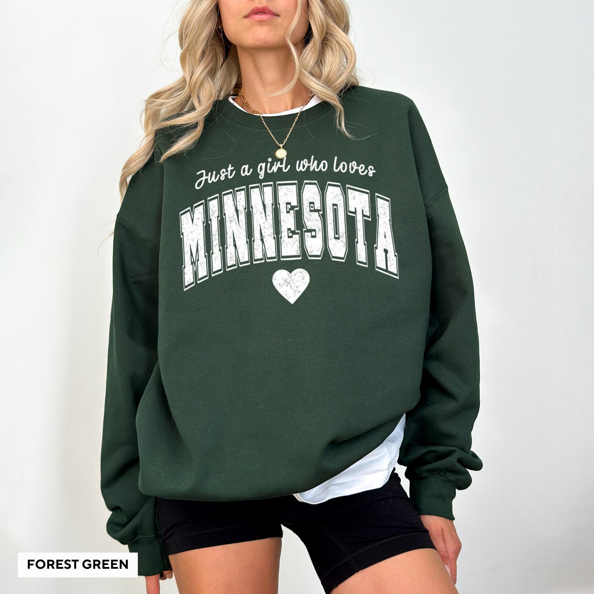 Minnesota Distressed Sweatshirt Just a Girl Who Loves Minnesota Varsity ...