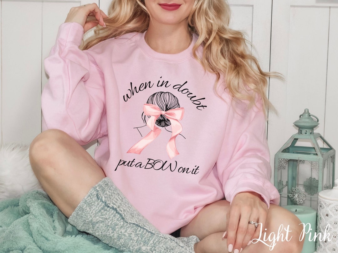 Coquette Sweatshirt Big Pink Bow Sweater Trendy Girly Ribbon Crewneck ...