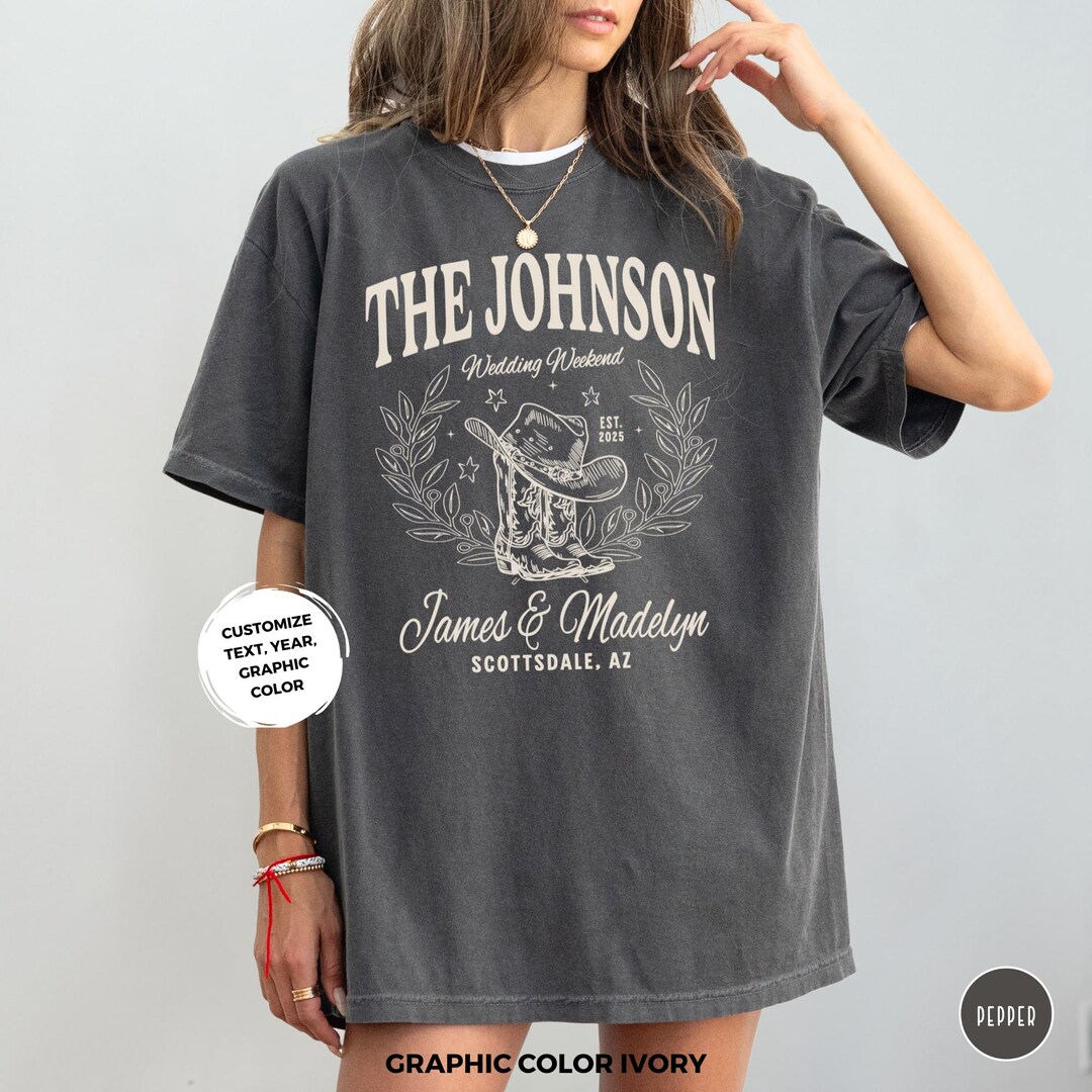 Personalized Western Wedding Shirts Custom Location Bridal Party Tshirt ...