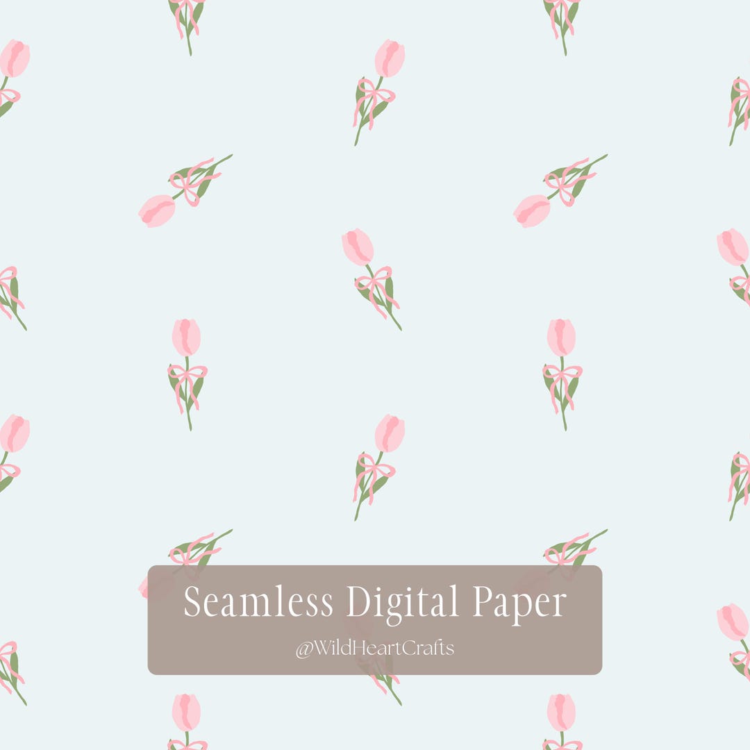 Tulip Floral Seamless Pattern Digital Paper – Blush Pink Flowers on ...