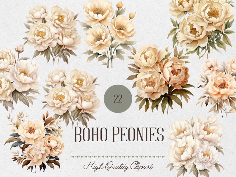 Watercolor Peony, Watercolor Flowers, Floral, Peony Bouquet,boho ...