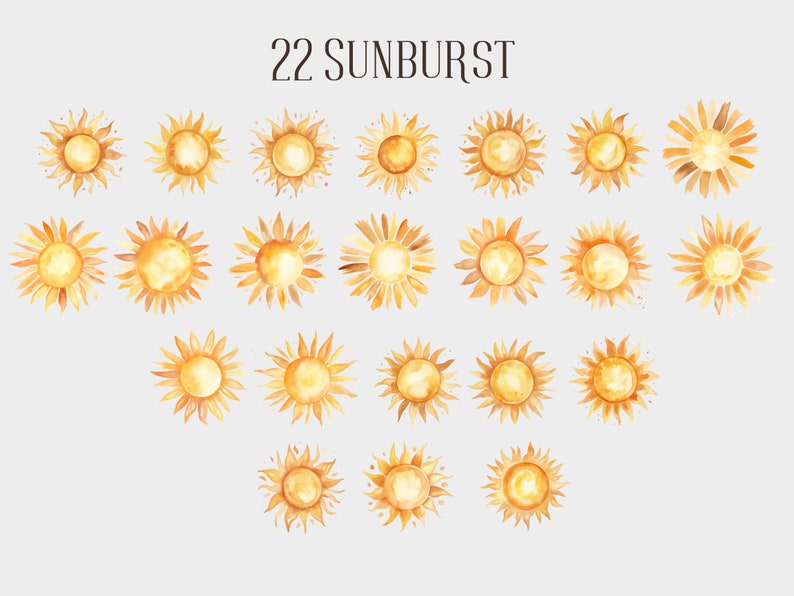 Watercolor Clipart, Summer Clipart, Summer Clip Art, Cute Sun Clipart ...