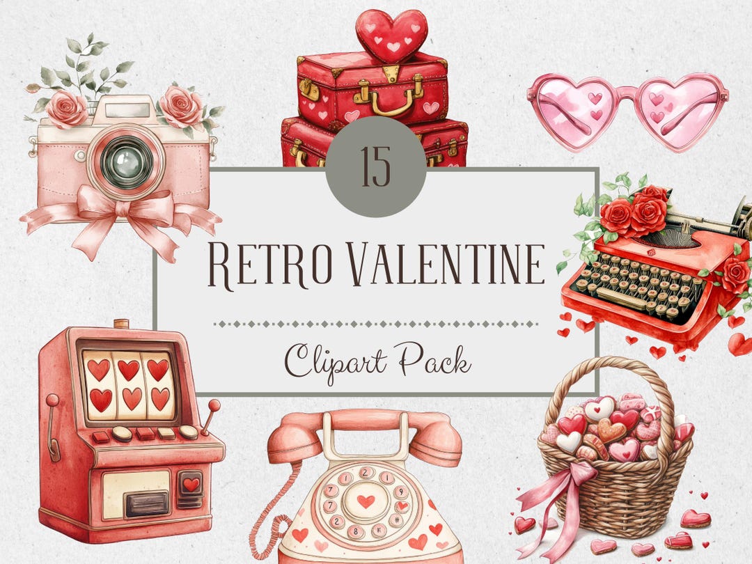 Valentine Clipart, Retro Valentine Png, Valentine Day Png, Trendy ...