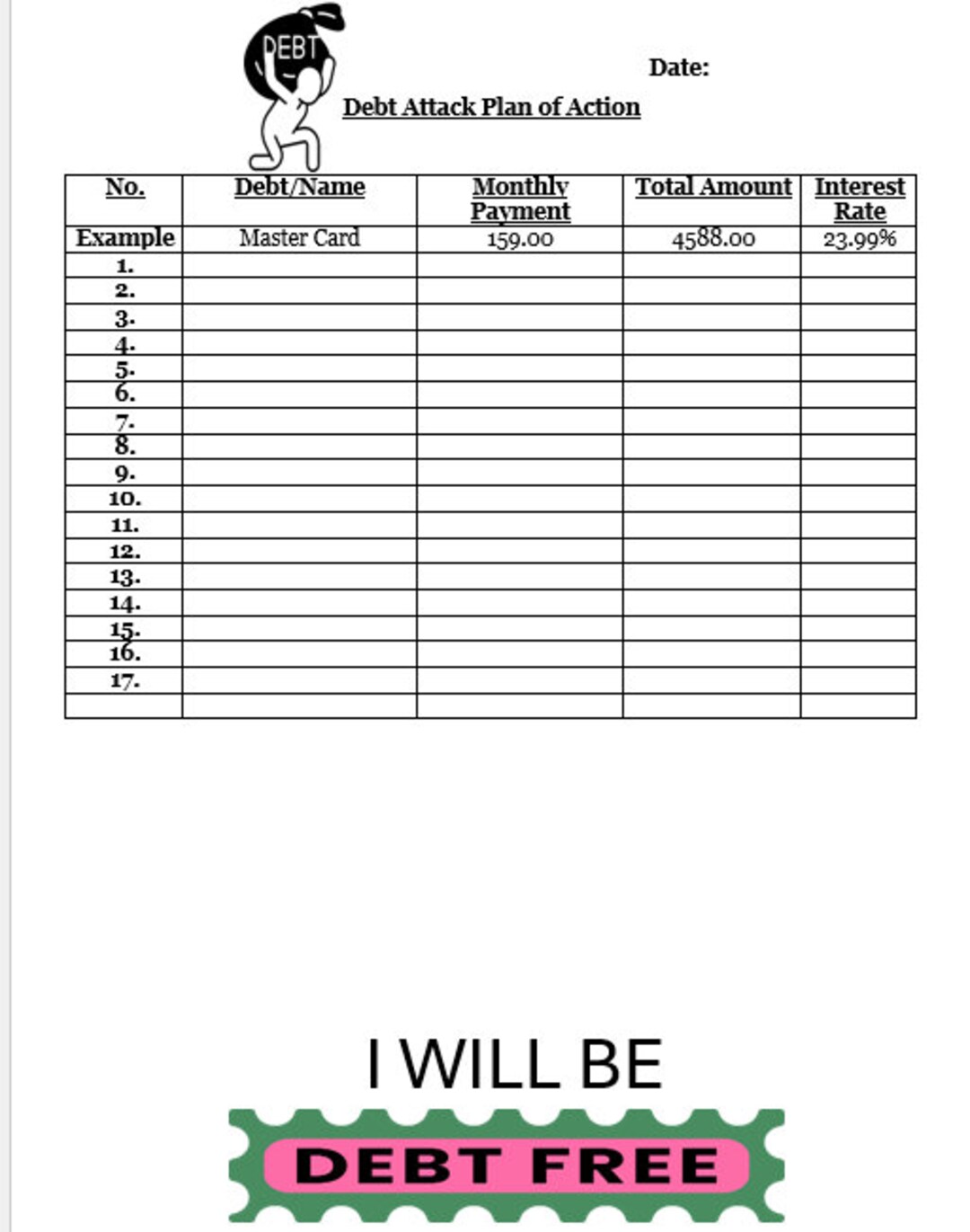 Debt Payoff List Template - Etsy