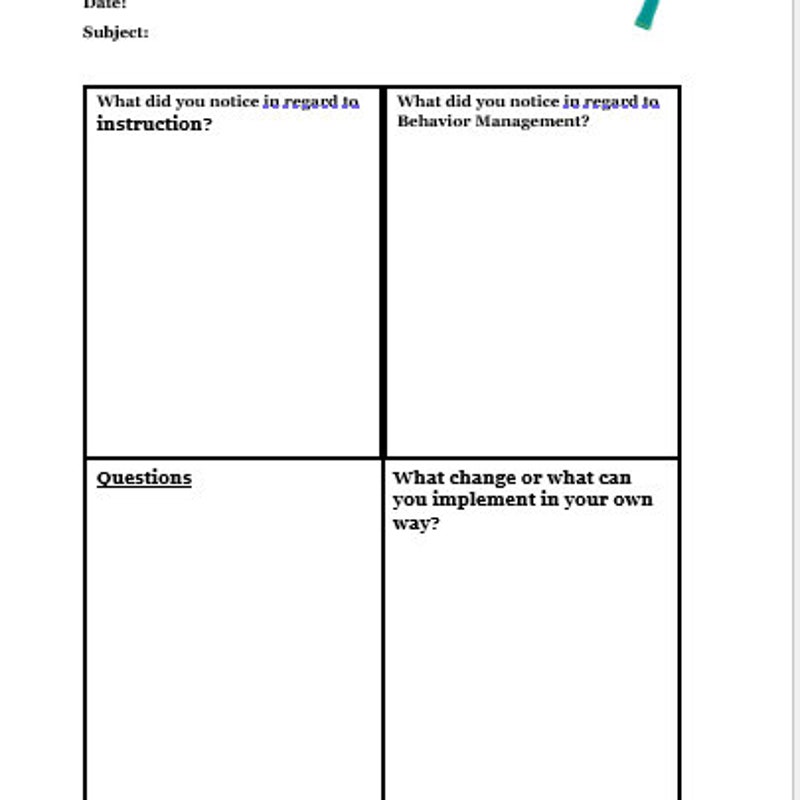 Observation Lesson Plan Etsy