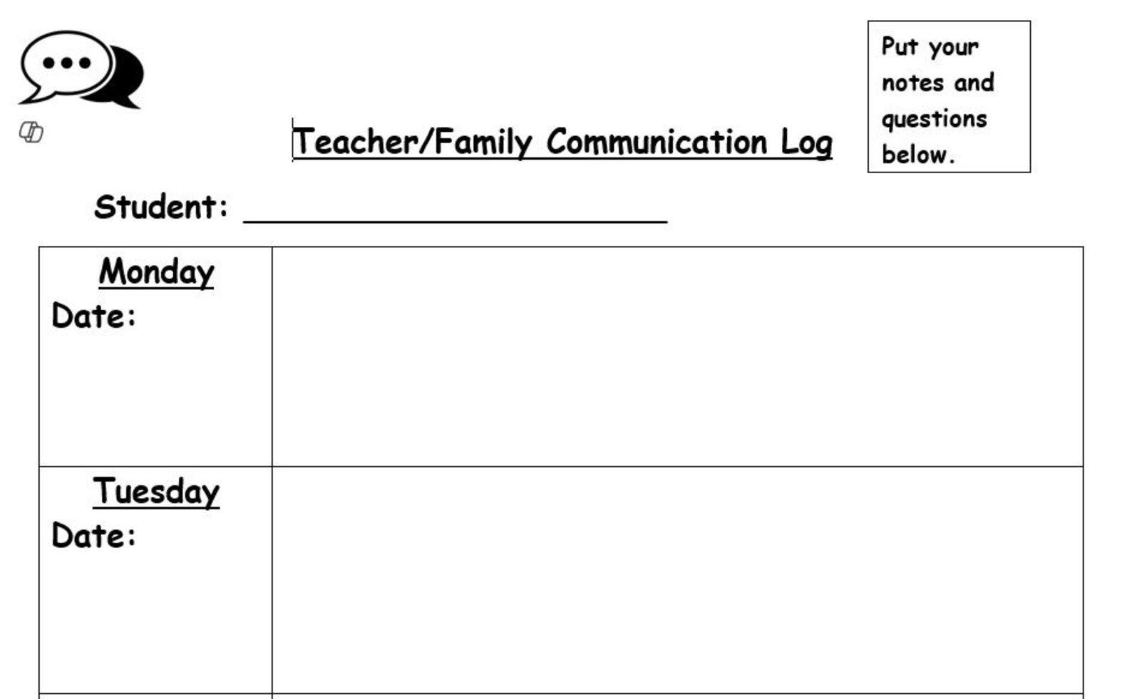 Teacher Parent Daily Communication Log - Etsy