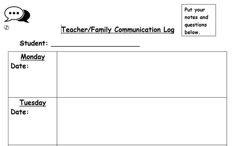Teacher Parent Daily Communication Log - Etsy