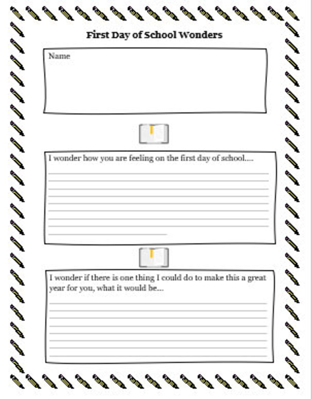 First Day of School Writing Activity/worksheet - Etsy