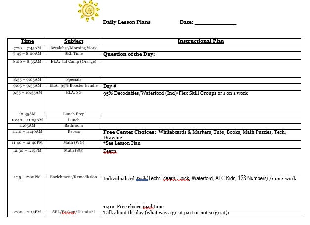Substitute Lesson Plan Template - Etsy