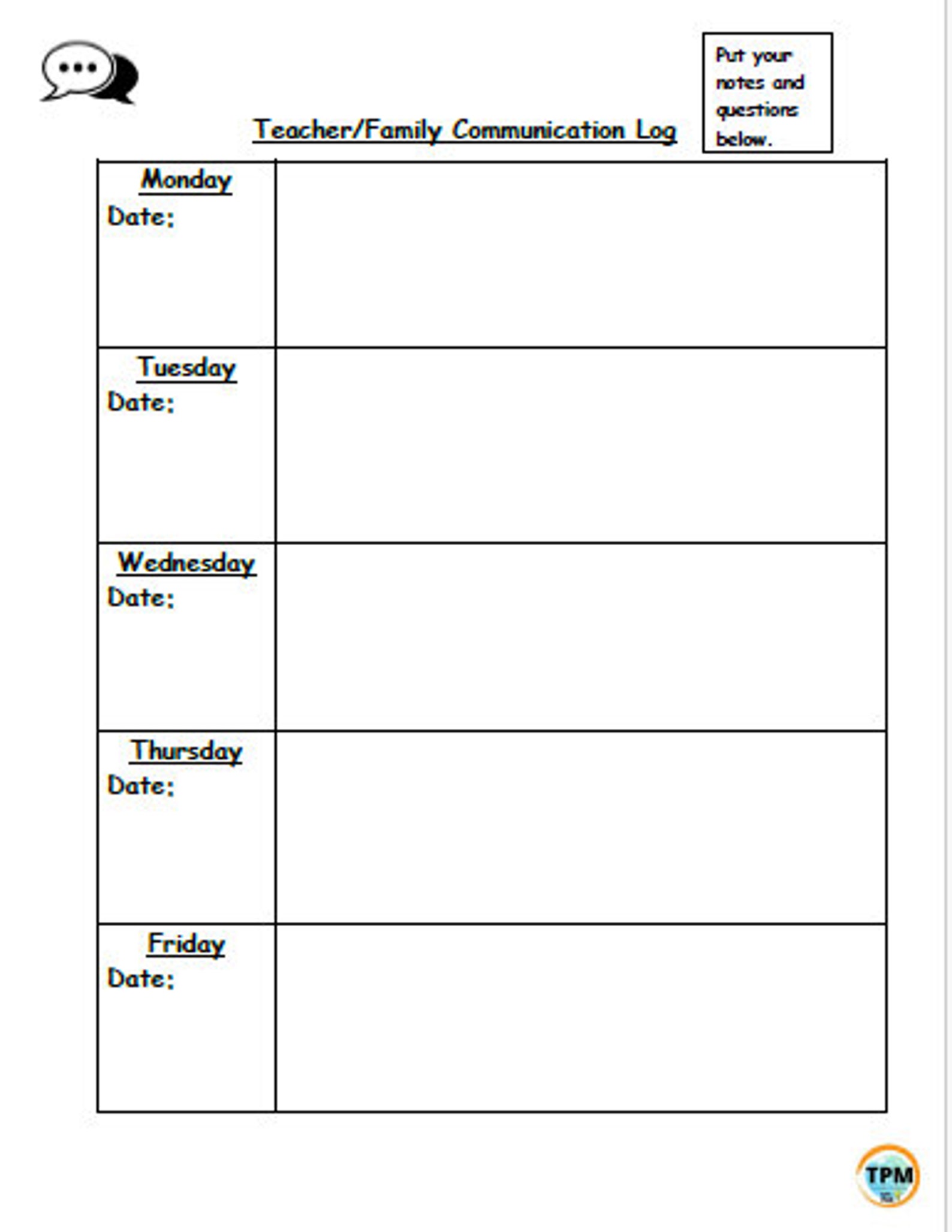 Teacher Parent Daily Communication Log - Etsy