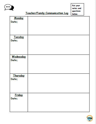 Teacher Parent Daily Communication Log - Etsy