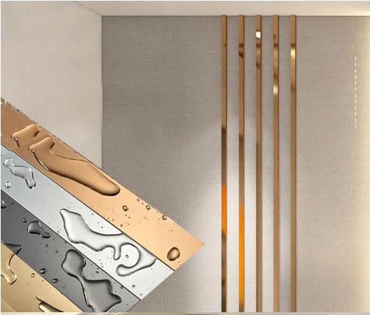 1 Roll Wall Sticker Stainless Steel Flat Decorative Lines Titanium Wall ...