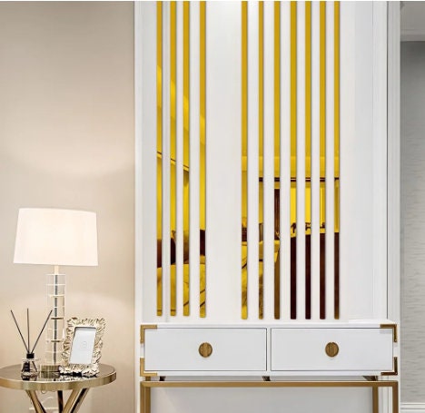 1 Roll Wall Sticker Stainless Steel Flat Decorative Lines Titanium Wall ...