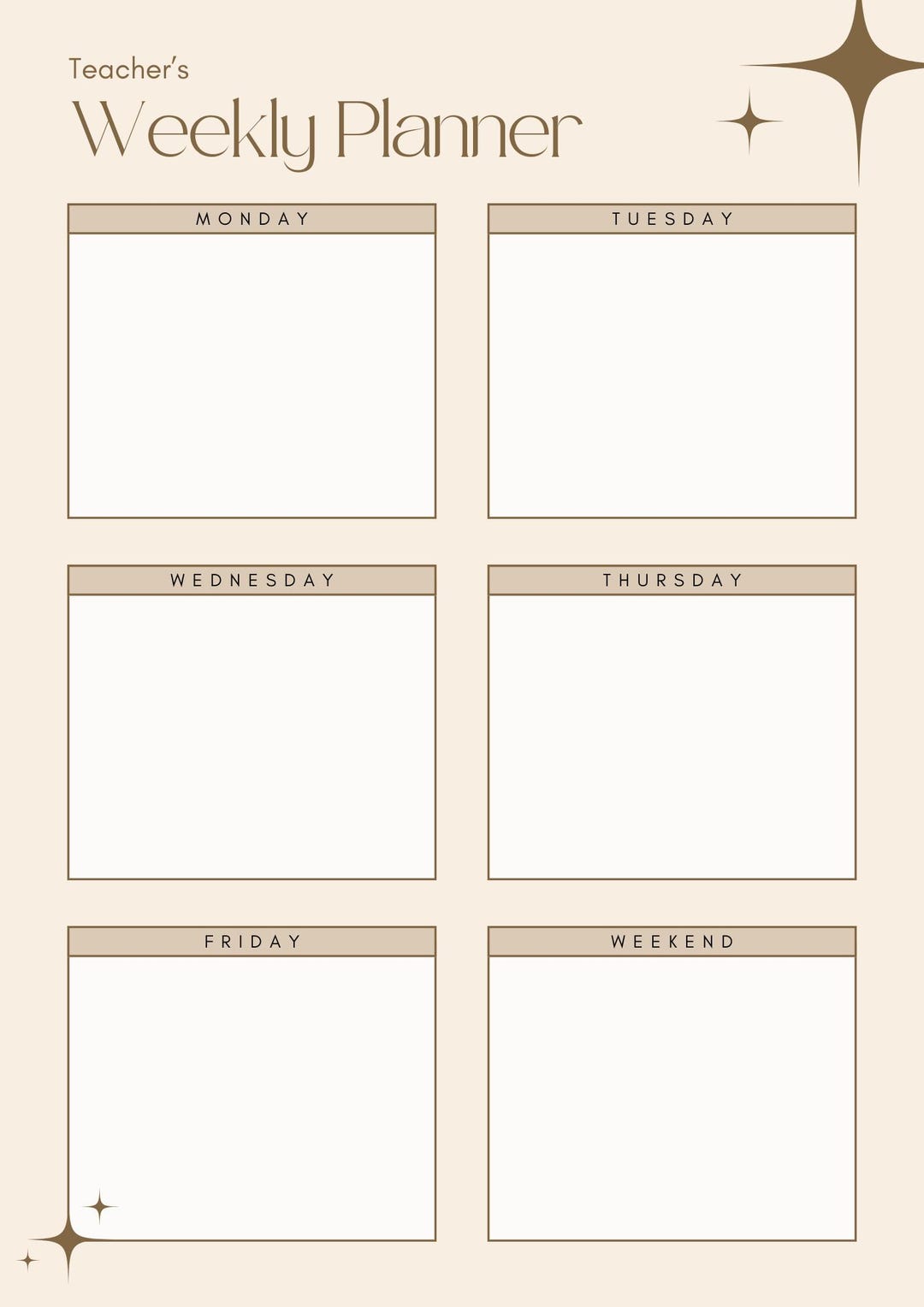 Teacher's Weekly Plan - Etsy