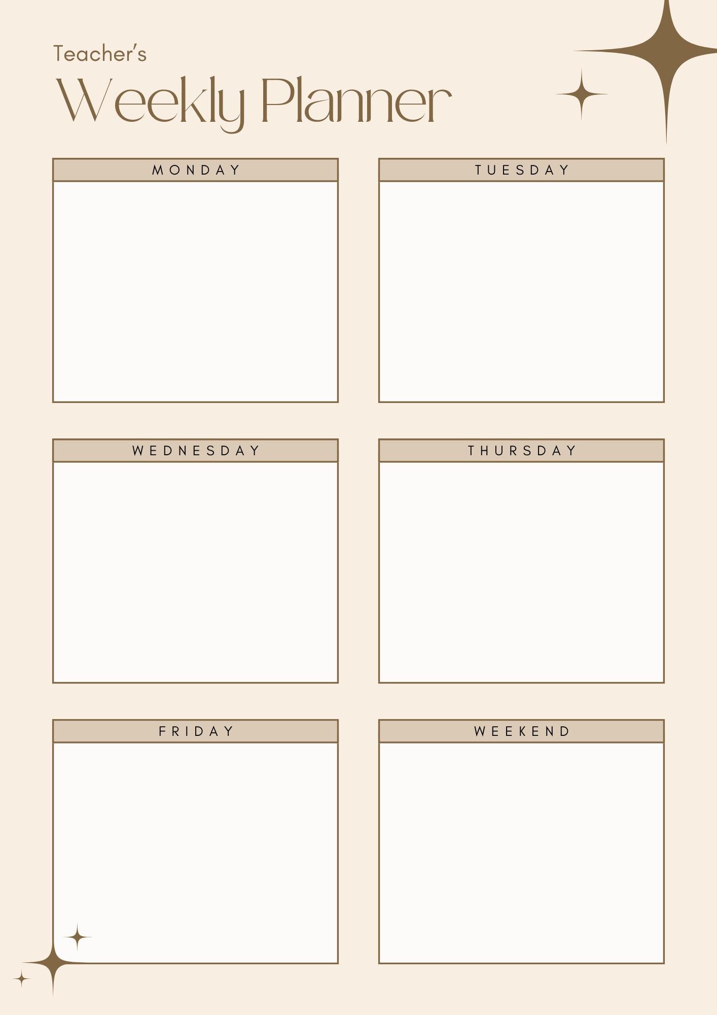 Teacher's Weekly Plan - Etsy