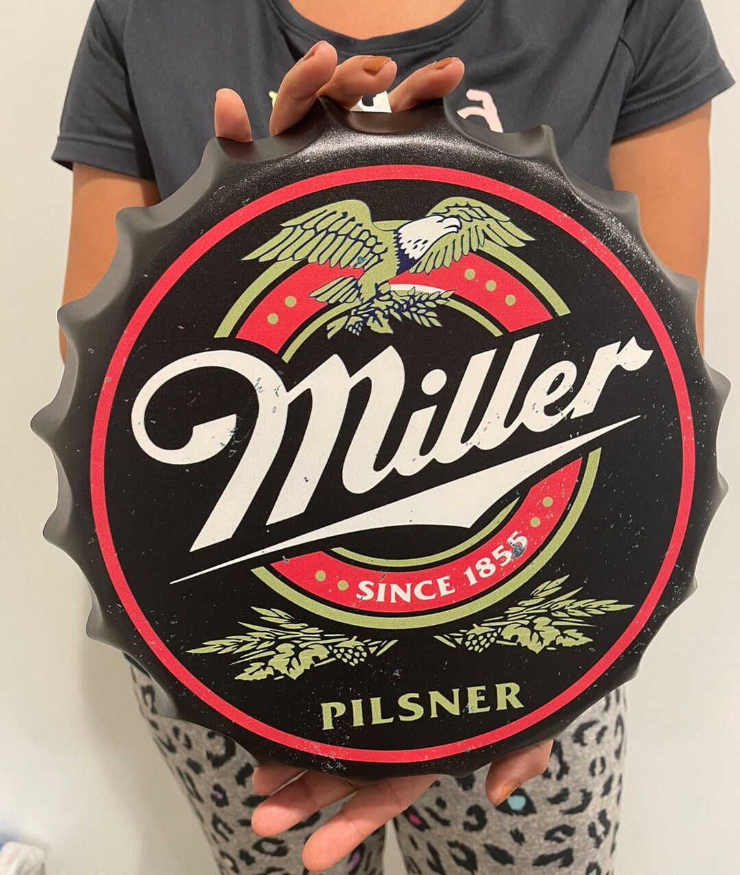 Wall Art Tin Metal Sign MILLER BEER Home Decor 12 Inch or 30 Cm Bar ...
