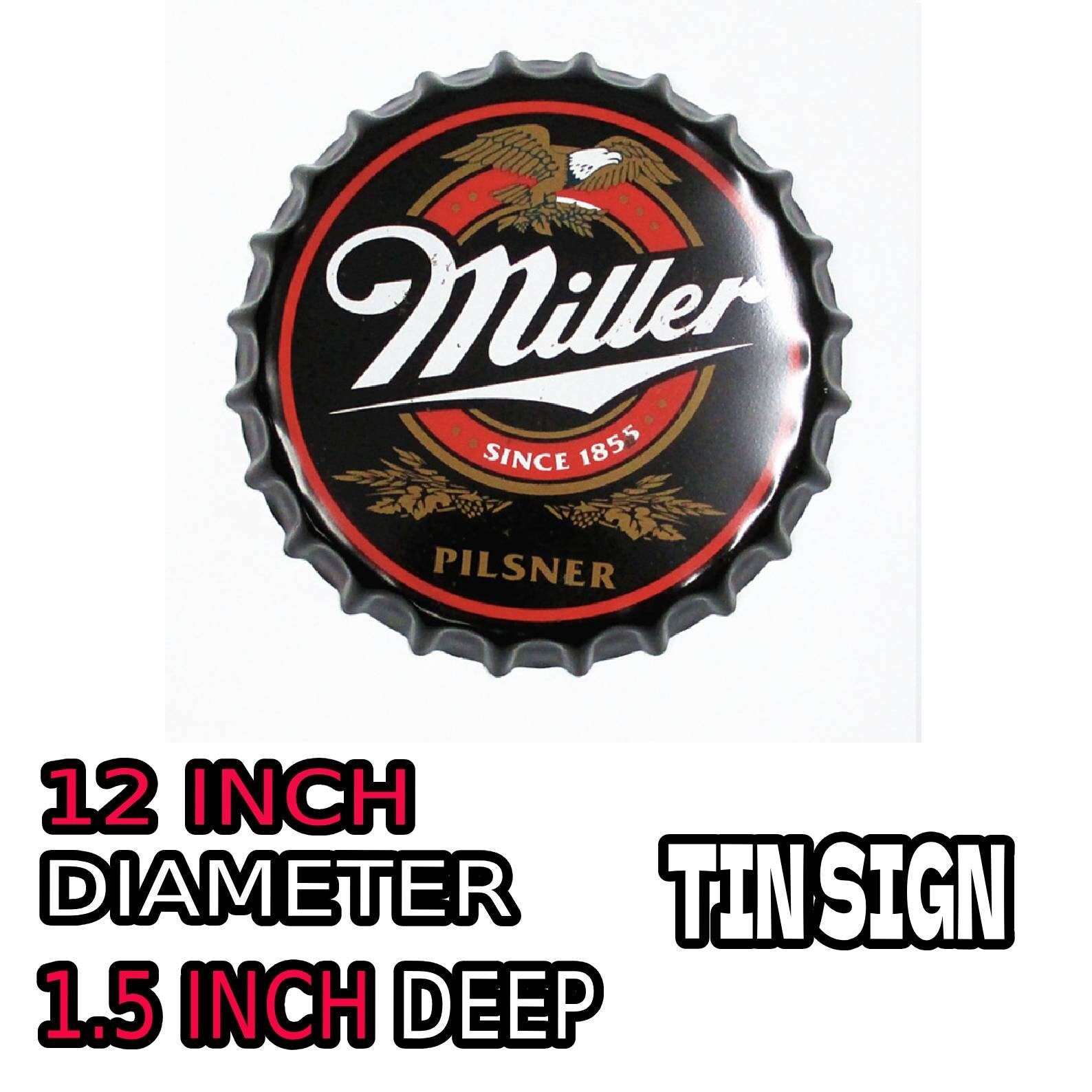 Wall Art Tin Metal Sign MILLER BEER Home Decor 12 Inch or 30 Cm Bar ...