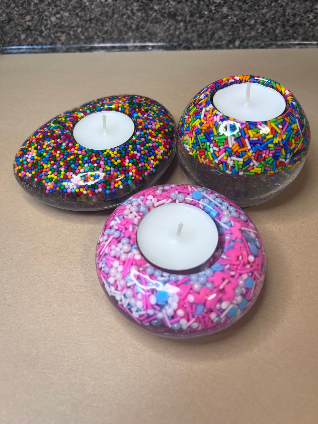 Custom Resin Candle Holders Sprinkles - Etsy