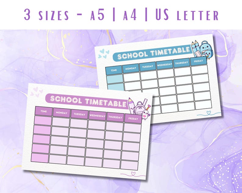 Printable Study Buddy Timetable | Printable School Planner for Kids ...