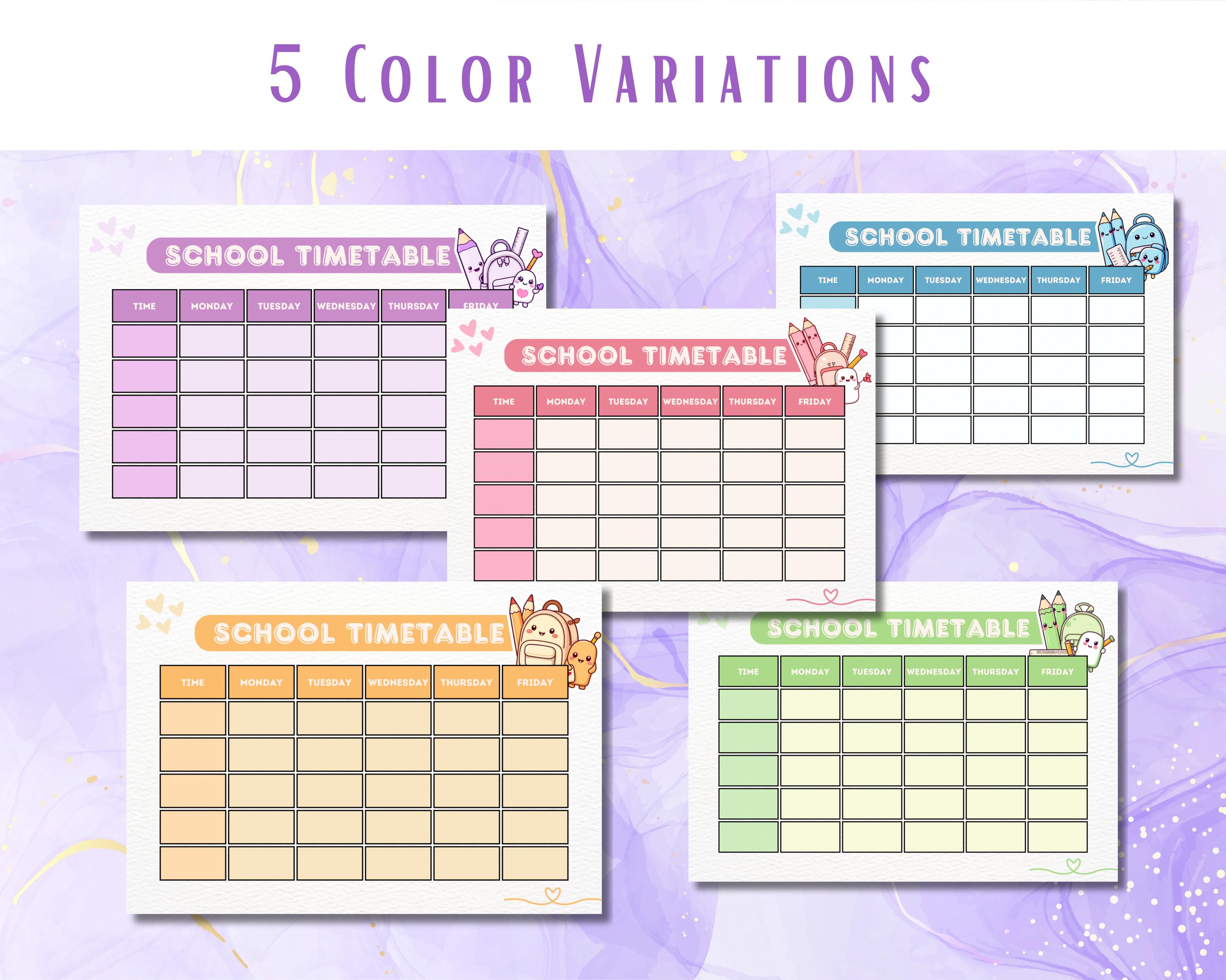 Printable Study Buddy Timetable | Printable School Planner for Kids ...