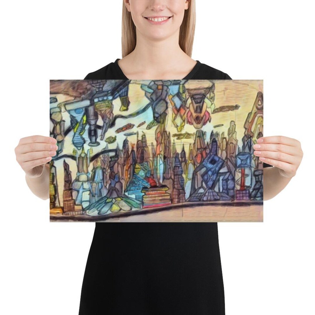 Poster-pendant City Version 2-size:12"x18", Futuristic Hanging City ...