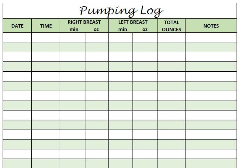 Editable and Printable Pumping Log and Breastmilk Tracking Log - Etsy