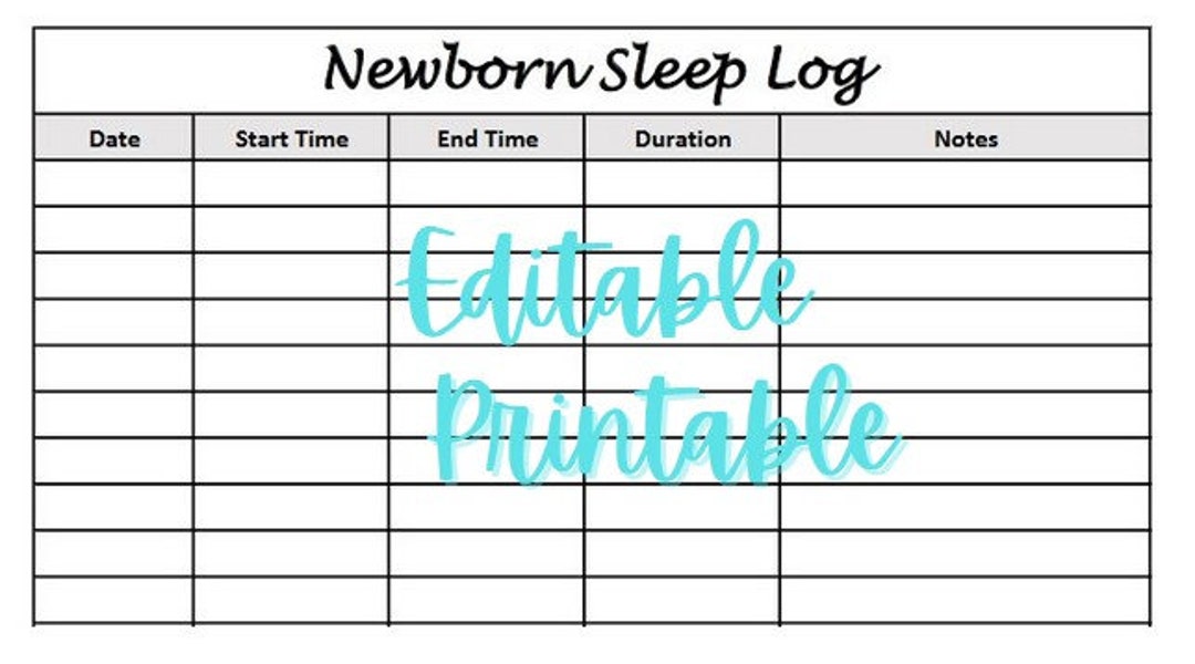 Editable and Printable Newborn Baby Sleep Tracker - Etsy