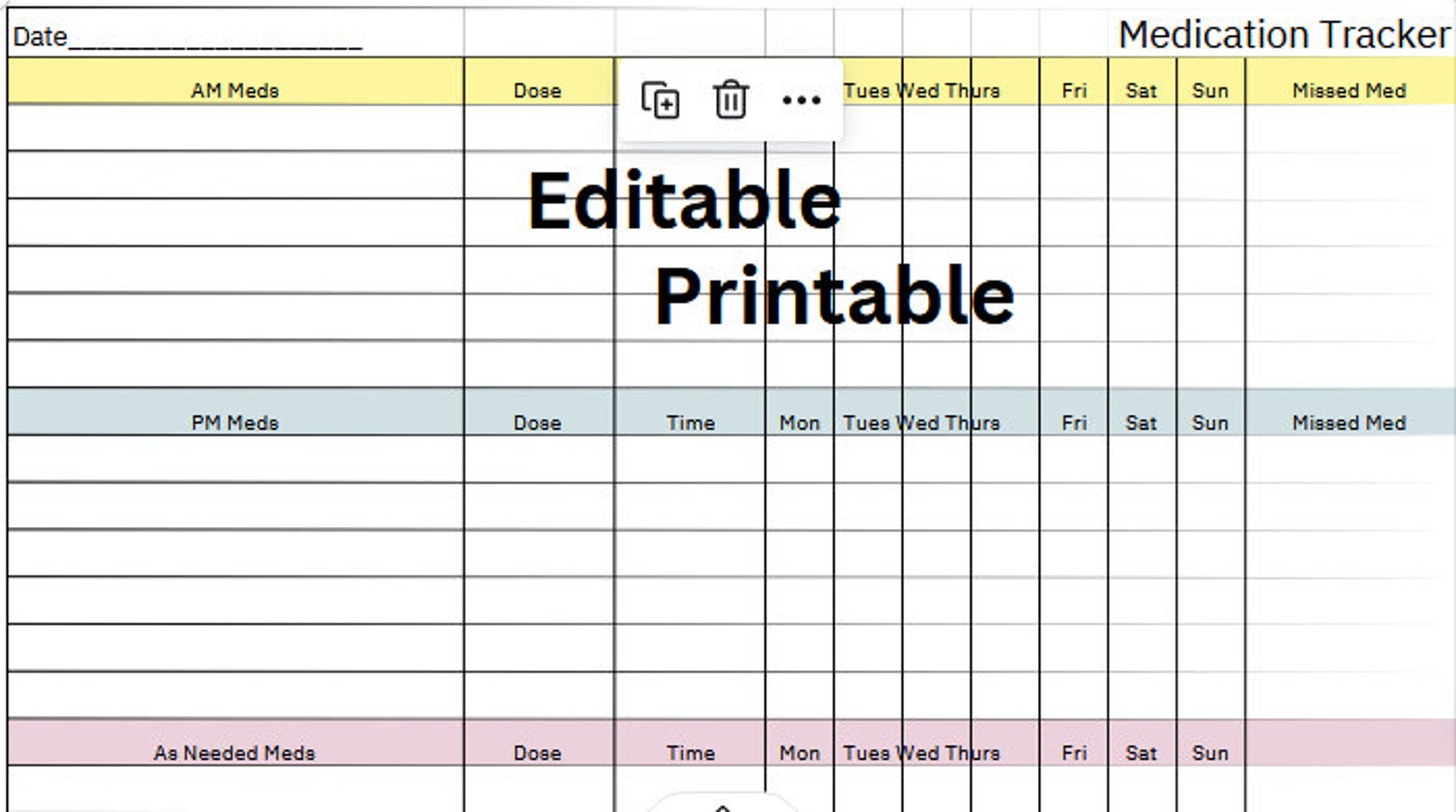 Editable Medication Tracking Log, Printable Medication Log, Caregiver ...