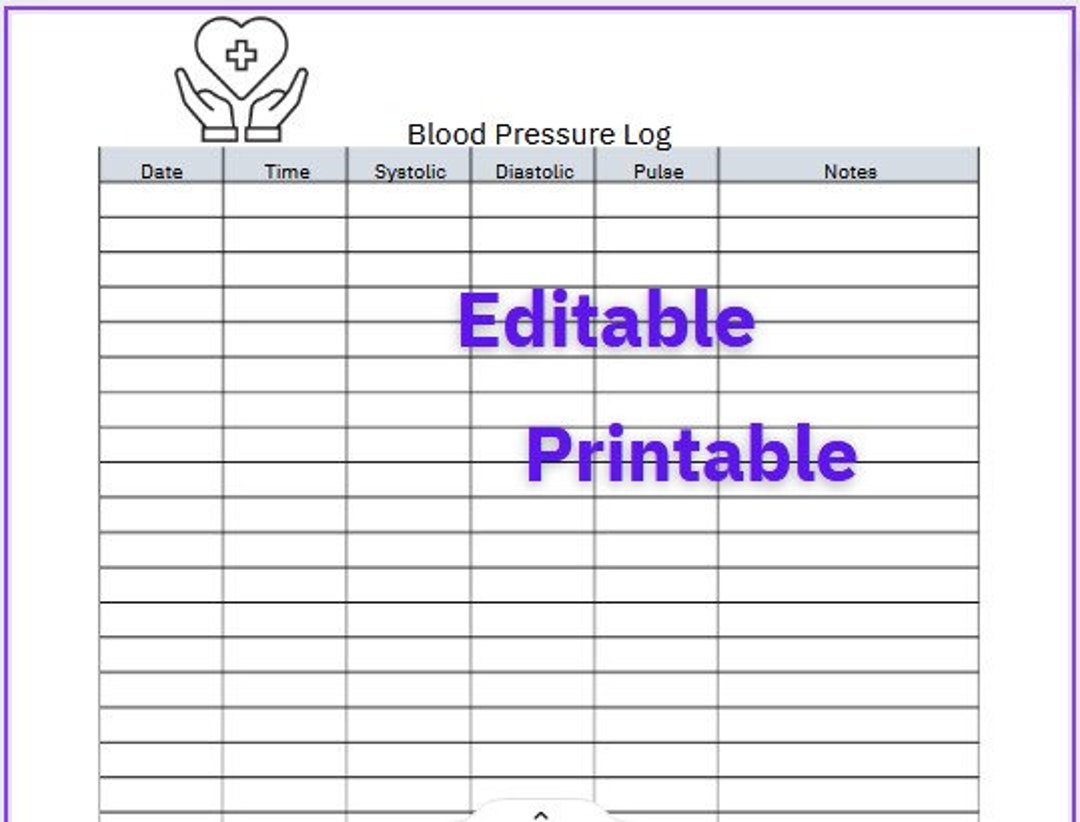 Editable and Printable Blood Pressure - Etsy