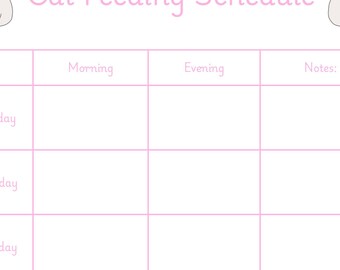 Printable Cat Feeding Chart. Cat Food Schedule. Pet Food Schedule. Cat ...
