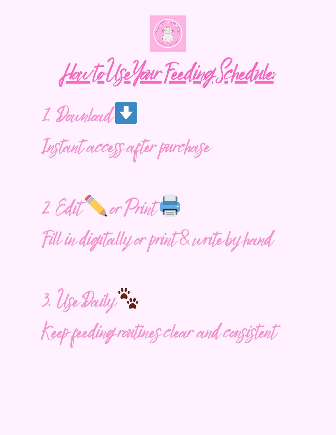 Cat Feeding Schedule Template | Printable & Editable Weekly Feeding ...